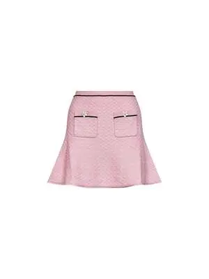SELF-PORTRAIT Pink Sequin Knit Flared Mini Skirt - Multicolor