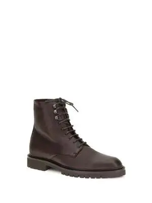 Brunello Cucinelli Hammered Leather Ankle Boots - Brown