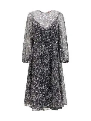 Max Mara Campo Silk Polka Dot Dress - Black