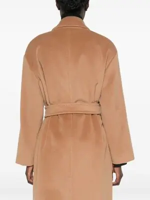 Max Mara Wool Notch Lapels Wrap Coat - Multicolor