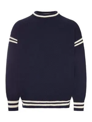GOLDEN GOOSE Boxy Sweater With Embroidered Logo - Blue