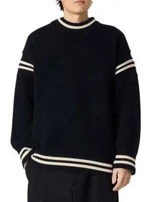 GOLDEN GOOSE Boxy Sweater With Embroidered Logo - Blue