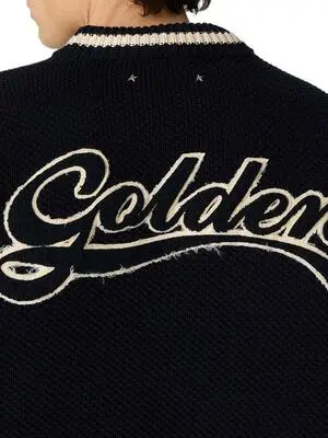 GOLDEN GOOSE Boxy Sweater With Embroidered Logo - Blue