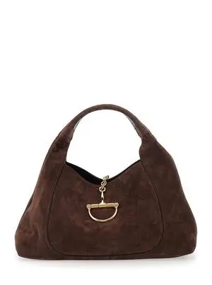 Gucci Shoulder Bag 'softbit Large' With Horsebit Closure In Suede For - Brown