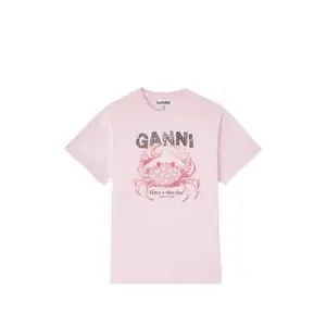 GANNI Organic Cotton Crab Print T-shirt - Pink
