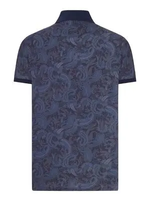 Etro Cotton Piqué Polo Shirt With Paisley Print - Blue