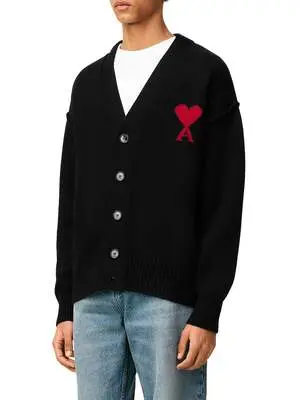 AMI Paris De Coeur Wool Cardigan
