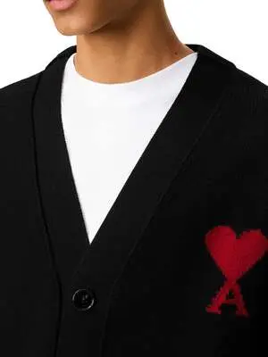AMI Paris De Coeur Wool Cardigan