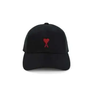AMI Paris Red Adc Embroidery Hat - Black