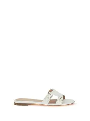 Santoni Buckled Leather Sandals - White