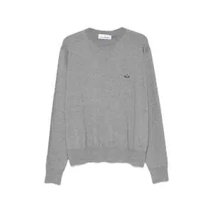 VIVIENNE WESTWOOD Fine Knit Crew Neck Long Sleeve Pullover - Gray