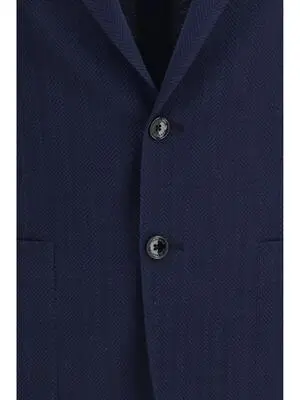 Tagliatore Single-breasted Herringbone Jacket - Blue