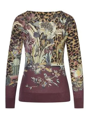 Etro Lightweight Knit Top With Animal And Floral Print - Multicolor