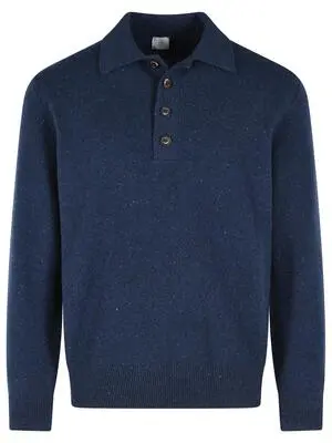 Eleventy Navy Wool Polo Shirt