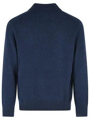Eleventy Navy Wool Polo Shirt