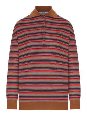 Prada Striped Cashmere Polo Shirt - Multicolor