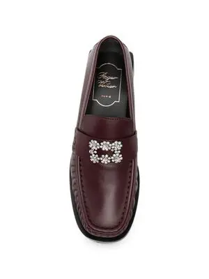 ROGER VIVIER Viv Moc Strass Leather Loafers - Multicolor