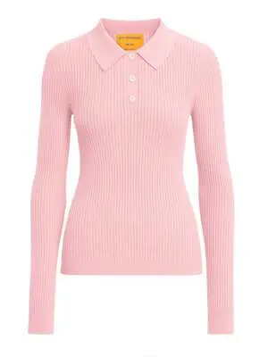 Guest In Residence Long Sleeve Polo Shirt - Pink
