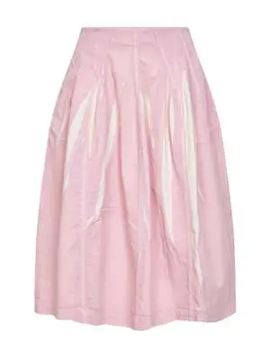 Marni Pink Screen-printed Denim Flared Midi Skirt - Multicolor