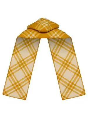 Burberry Pear Yellow Check Wool Hooded Scarf - Multicolor