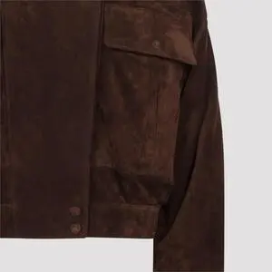 Saint Laurent Cropped Vintage-effect Split Leather Boxy Blouson - Brown