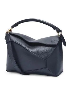 Loewe Small Puzzle Edge Bag In Grained Calfskin - Blue
