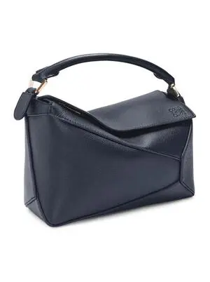 Loewe Small Puzzle Edge Bag In Grained Calfskin - Blue