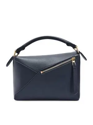 Loewe Small Puzzle Edge Bag In Grained Calfskin - Blue