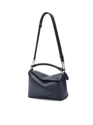 Loewe Puzzle Edge Bag In Grained Calfskin - Blue