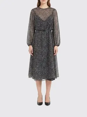 Max Mara Campo Midi Silk Dress With Polka Dot Print