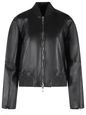 Sportmax Amour' Nappa Leather Bomber Jacket - Black