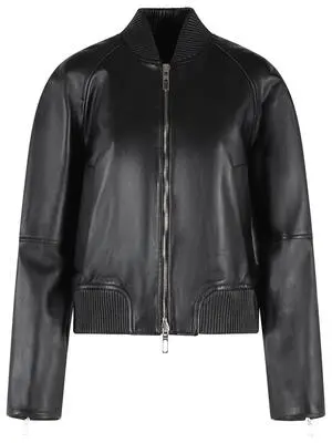 Sportmax Amour Nappa Leather Bomber Jacket - Black