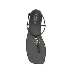 Gucci Interlocking Gg Leather Flat Shoes - Black