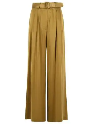 Zimmermann Tuck' Olive Silk Pants - Green