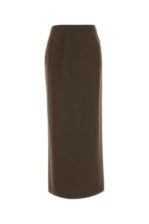 JIL SANDER Stretch Wool Blend Skirt - Brown