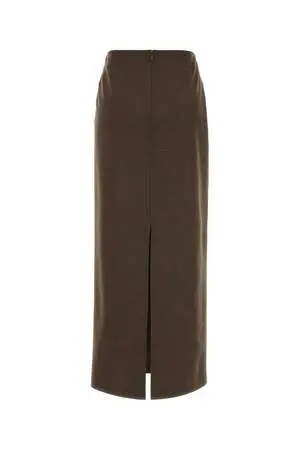 JIL SANDER Stretch Wool Blend Skirt - Brown