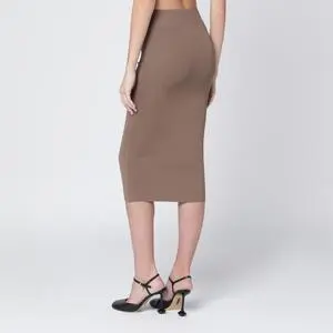 ENTIRE STUDIOS Light Brown Viscose-blend Midi Skirt - Cream
