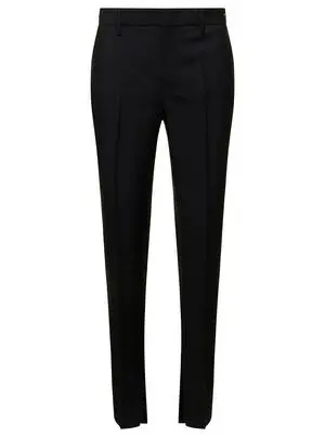 Gucci Black Slim Pants With Horsebit Detail In Mohair And Wool - Multicolor