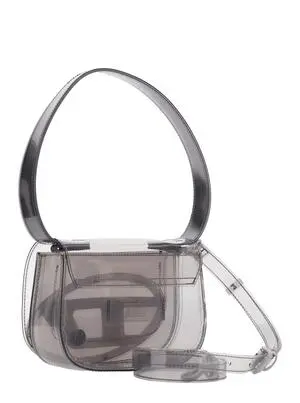 DIESEL® 1dr' Grey Shoulder Bag With Oval D Patch And Semi-transparent Design In Fabric - Gray
