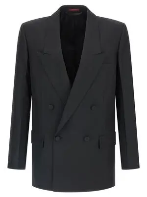 Gucci Double-breasted Technical Panama Blazer - Black