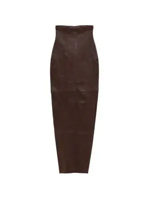 Rick Owens Leather Long Skirt - Multicolor