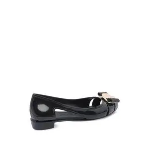 FERRAGAMO Rubber Bow Detailed Flats - Black