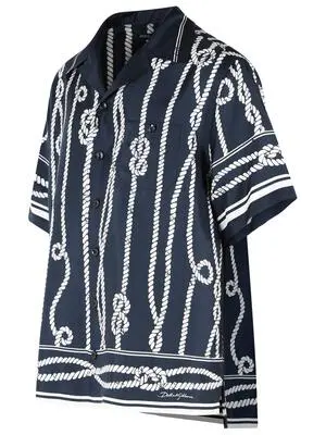 Dolce & Gabbana Corde' Navy Silk Shirt