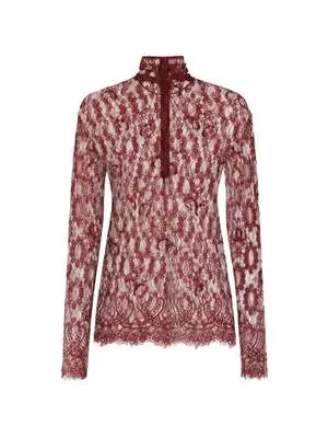 Dolce & Gabbana Chantilly Lace High Neck Long Sleeve Top