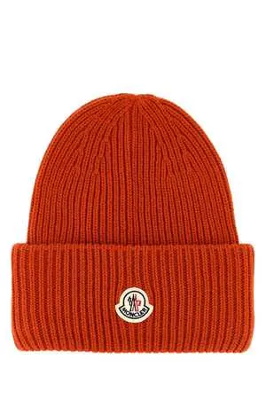 Moncler Wool Blend Beanie Hat - Orange