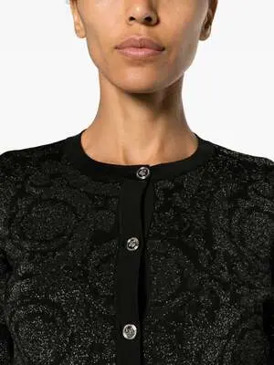 Versace Barocco Texture Knit Cropped Cardigan - Multicolor