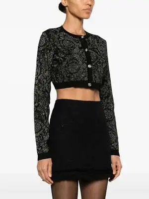 Versace Barocco Texture Knit Cropped Cardigan - Multicolor