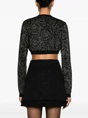 Versace Barocco Texture Knit Cropped Cardigan - Multicolor