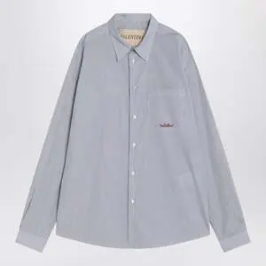 Valentino Garavani Light Cotton Shirt With Logo - Blue