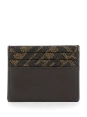 Fendi Squared Ff Card Holder In Leather And Ff Canvas